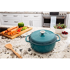 Lodge EC6D38 Enameled Cast Iron Dutch Oven, 6-Quart, Lagoon & L8SK3 10-1/4-Inch Pre-Seasoned Skillet