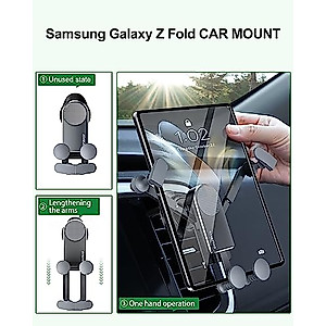xuenair Z Fold 5 Car Mount, [2 Pack Hooks] Z Fold 4 Car Mount, Samsung Galaxy Z Fold 5 4 3 Car Mount [Fit Thick Case] Car Vent Clip for Z Fold 5 4 3 2 s23 22 21 Ultral Google Pixel Fold iPhone