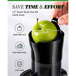 GDOR Cold Press Juicer Machines, Masticating Juicer Extractor with 3.5-Inch Feed Chute, Slow Juicer With High Yield, Easy to Clean,Grey