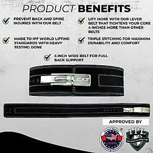 Flexz Fitness Lever Weight Lifting Belt Leather - 10MM 13MM Powerlifting Gym Belts for Men & Women - Lower Back Support for Weightlifting Deadlifts Squats Heavy Duty IPF Bodybuilding