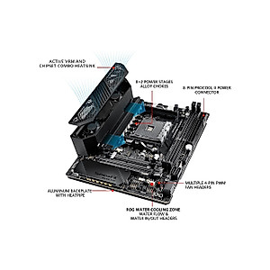 Asus ROG (X570) Crosshair VIII Impact, AMD, AM4, Ryzen 3000, (Mini-DTX) SFF Gaming Motherboard with PCIe 4.0, On-board Wifi 6 (802.11Ax), Intel LAN, SATA 6GB/s, USB 3.2 Gen 2, SO-DIMM.2 and Aura Sync