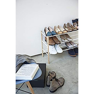 YAMAZAKI home Plain Expandable 3-Tierd Shoe Rack White,