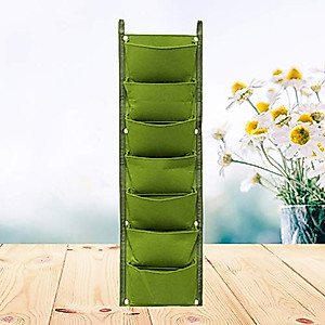 Cabilock Hanging Wall Plants 7- Pocket Vertical Hanging Planter Nonwoven Fabric Hanging Garden Planter Bag Wall Plant Grow Bag for Indoor Outdoor Balcony Planting Phyto