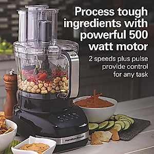 Hamilton Beach Big Mouth Duo Plus 12 Cup Food Processor & Vegetable Chopper with Additional Mini 4 Cup Bowl, Black (70580)