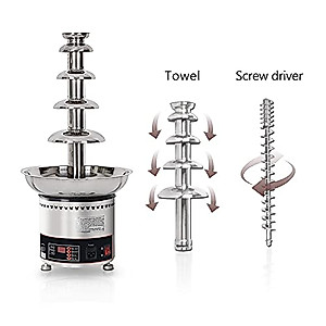 KELUNIS Chocolate Fondue Fountain for Party, Melting Chocolate Waterfall Machine with Warming Function Works 12Hours Continuously 4/5/6/7 Tiers Commercial Use,5 Tier