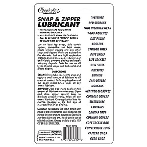 STAR BRITE Snap & Zipper Lubricant - Clear, Non-staining for Clothes, Jeep Tops, Wetsuits, Dive Suits, Gear Bags, Coolers, Biminis, Cushion Covers & More 1.75 OZ (089102)