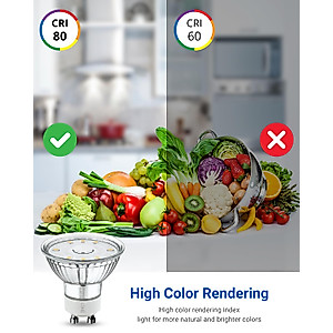 NUOVA GERMANY GU10 LED Light Bulbs Non-Dimmable, 4000K Natural White GU10 Bulb, 5W LED Bulbs with 100°Flood Beam Lighting for Kitchen, Range Hood, Living Room, Bedroom, 6 Pack