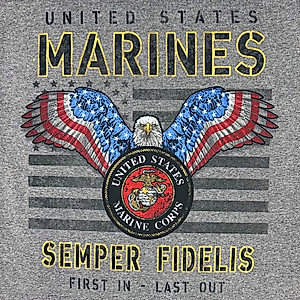 Armed Forces Gear Men's US Marine Corps Stars and Stripes T-Shirt- Official Licensed United States Marines Shirts for Men (Graphite, Medium)
