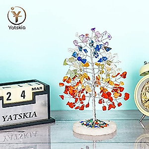 Chakra Tree of Life - Wrapped On Natural Geode Agate Slice Base, w/Tree of Life Necklace - Chakra Decor, Crystals and Healing Stones, Feng Shui Tree, Seven Chakra Tree, 7 Chakra Tree, Bonsai Tree