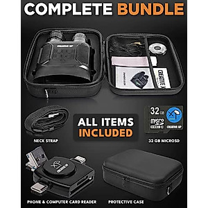 CREATIVE XP Night Vision Goggles - GlassCondor Pro - Digital Military Binoculars w/Infrared Lens, Tactical Gear for Hunting & Security, Black