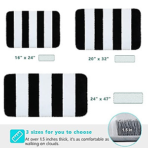 WEIDUOYI Microfiber Bathroom Rugs, Non-Slip Shaggy Soft Bath Rug, Thick Plush Bathroom Mat, Ultra Absorbent and Machine Washable Dry Bath Mats for Bathroom, (16" x 24", Black)