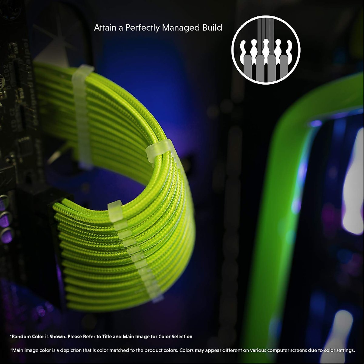 LINKUP - 30cm Super Soft and Flexible PSU Cable Extension Sleeved Custom Mod GPU PC Braided w/Comb Kit┃1 x 24 P (20+4)┃2 x 8 P (4+4) CPU┃2 x 8 P (6+2) GPU Set┃300mm - BlackBlue
