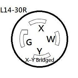 Parkworld 67867 NEMA TT-30P to L14-30R 1-Piece Adapter, RV 30A TT-30 Male Plug to Generator 30A 4-Prong L14-30 Female Receptacle