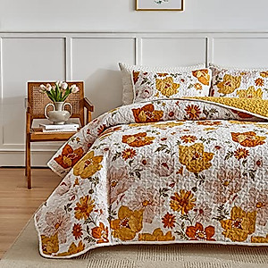 UOZZI BEDDING Quilt Set Queen Full Size 88x88 3 PC Reversible Soft Microfiber Lightweight Coverlet Bedspread Summer Comforter Set Bed Cover for All Season (1 Quilt+ 2 Shams)