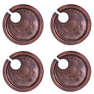 Old Dutch Hammered Antique Copper Wine Glass Holder, Set of 4 Buffet Plates, 9.75 (5470HAC)