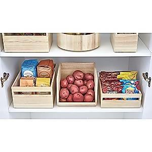 iDesign Renewable Paulownia Wood Collection Open Front Storage Bin, 11.46" x 8" x 10", Natural