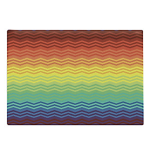 Ambesonne Fiesta Cutting Board, Mexican Inspired Colorful Chevron Zigzags 3 Dimensional Pattern Tribal Culture, Decorative Tempered Glass Cutting and Serving Board, Large Size, Multicolor