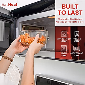 EatNeat 12 Pc Colorful Kitchen Knife Set 4 pc Round Glass Food Storage Containers With Lids