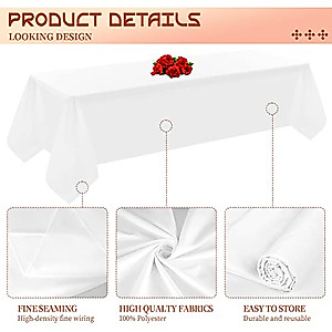 Showgeous 4 Pack White Tablecloth 60 x 102 Inch, Rectangle Table Cloth for 6 Foot Table, Wrinkle Resistant Washable Polyester Table Cover for Wedding Dining Table Buffet Parties and Camping