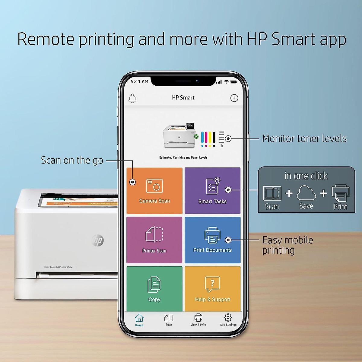 HP Color LaserJet Pro M255dw Wireless Laser Printer, Remote Mobile Print, Duplex Printing, Works with Alexa (7KW64A)