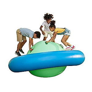 HearthSong Rock with It – Giant 8-Foot Inflatable Dome Rocker Bouncer – Fun Outdoor Game for Kids – Roll and Play Seesaw Rocker with 6 Handles – Child’s Backyard Toy