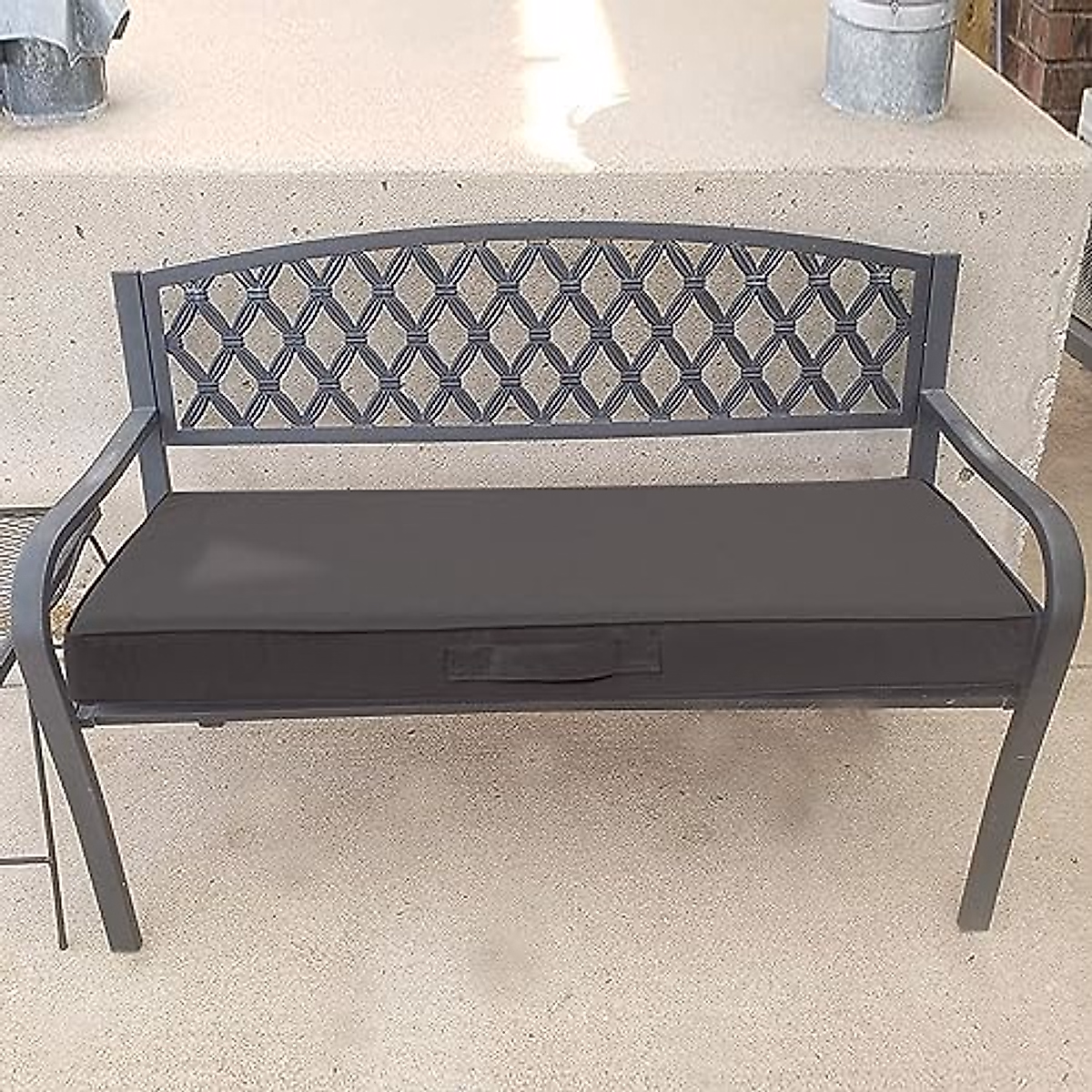 Faible Poisson Outdoor Cushion Covers, 36 x 18 Inch Water Resistant Bench Cushion Cover with Handle and Anti-Slip Straps Replacement Cushions Covers for Patio Backyard Furniture, Dark Grey