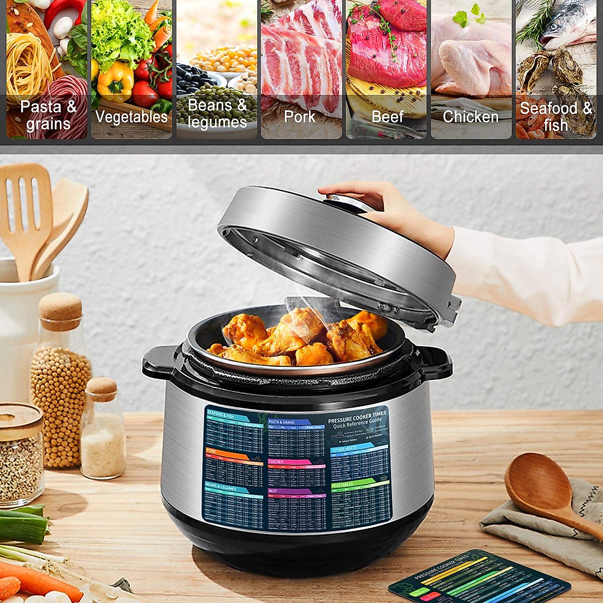 Instant Pot Cheat Sheet Magnet Set, Instapot Accessories, Cook Times Chart, Pressure Cooker Accessories Cook Times, Instant Pot Cheat Sheet Quick Reference Guide Instapot Times Cookbook Magnets
