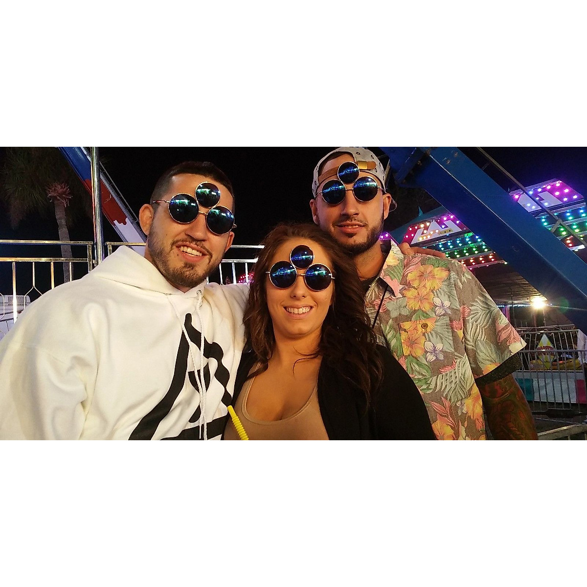 Trippy Lights Third Eye Sunglasses Reflective Mirrored Dark Blue Lens