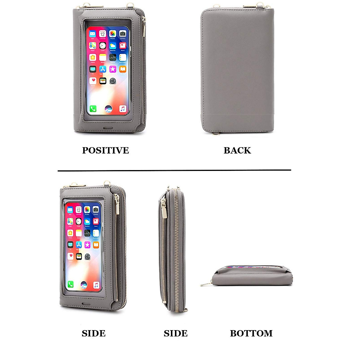 Formva Touch Screen Crossbody Phone Bag, Mini Shoulder Handbags RFID Blocking Wallet Cellphone Purse with Strap and Credit Card Slots (Black)