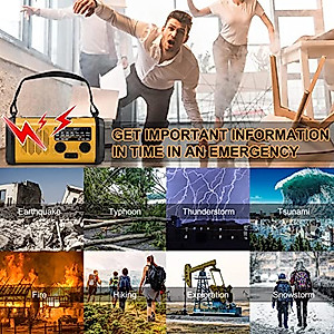 SprGri Weather Radio, 10000mAh Emergency Solar AM/FM/NOAA Radio, Rechargeable, Portable Hand Crank Dynamo Radio, with LED Torch, Reading Lamp, USB Phone Charger, SOS Alarm, for Outdoor Camping Hiking