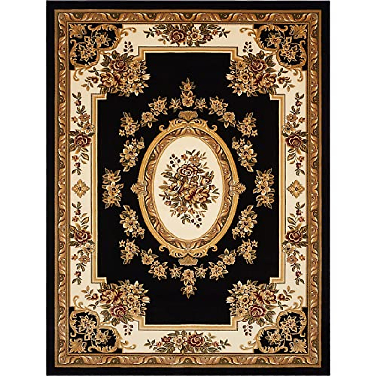 Well Woven Timeless Le Petit Palais Traditional Medallion Black Area Rug 6'7" x 9'3"