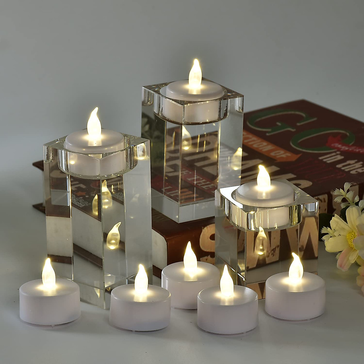 Candlium Tea Lights Battery Operated Candles,Set of 100 LED Tea Lights Flameless Candles Flickering Fake Tealights for Sweetest Day Wedding Decorations Party Home Celebration(100 pack Warm White)