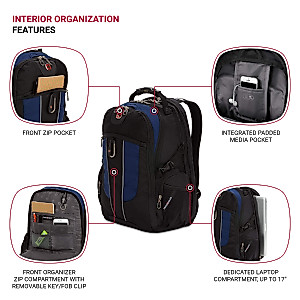 SWISSGEAR 1753 ScanSmart Laptop Backpack. Abrasion-Resistant & Travel-Friendly Laptop Backpack (Black/Navy)