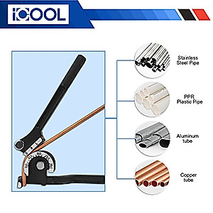 ICOOL Tube Bender 3 in 1 Manual Tubing Bending Tools 0-180 Degrees 1/4, 5/16, and 3/8 Inch (Matte Surface) for Copper Aluminum Brass and Thin Stainless Steel Pipes