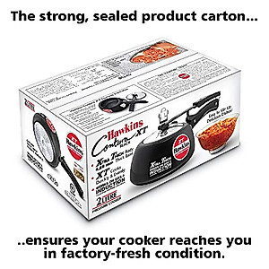 Hawkins Contura CXT20 Extra Thick Hard Anodised Pressure Cooker for Gas,Induction and Electric Stoves, 2 litres, Black