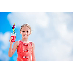 24 Reusable Crazy Shapes Ice Cream Straws, Drink Cocktail Straws for Birthday Party Supplies Party Favors with 2 Cleaning Brushes 8 Color Straws