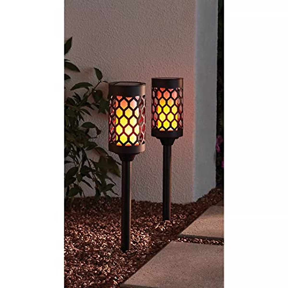 Member's Mark 2-Piece LED Solar Pathway Torch Lights, Oil-Rubbed Bronze