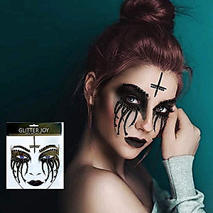 Day of the Dead Face Gems Jewels Tattoos Halloween Face Temporary Skull Tattoos Rhinestone Crystal Stones Body Gems Makeup Stickers for Halloween Festival Rave Party Outfit