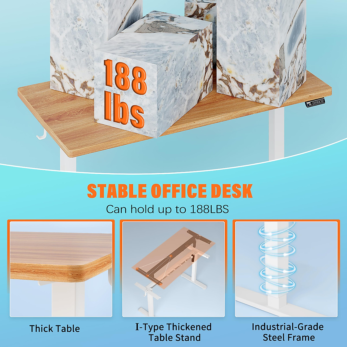 GABRYLLY Standing Desk Adjustable Height, Large Desk Board Computer Desk for Home Office Stand up Desk, 55 x 24 Inches, Natural