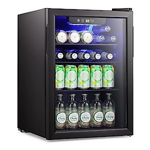 Xbeauty 120 Cans Wine Cooler Refrigerator with Temperature Control Cabinet Beverage Refrigerator Low Noise Freestanding Wine Refrigerator for Home/Office/Bar（Noble Black）