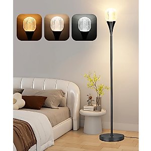 Modern Globe Floor Lamp, Minimalist Room Decor Standing Lamp, Dimmable LED Tall Floor Light for Living Room, Bedroom Decor, Full Range Dimming, Adjustable Color Temperature 3000K-6000K - Matte Black