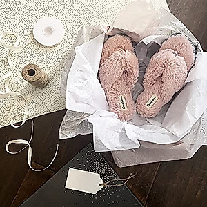 Dearfoams womens Marie Furry Thong Slipper, Dusty Pink, Large US