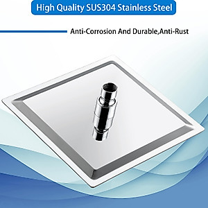 Rain Shower Head, 8 Inches Rainfall Shower Head Square, Stainless Steel Bathroom Waterfall Showerhead High Pressure, Overhead Flat Bath Big Shower Replacement Head, Chrome Finsh