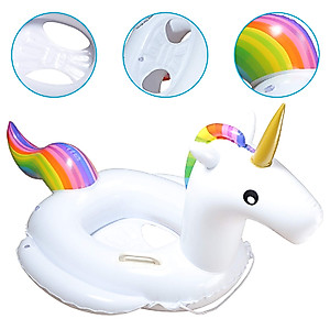 MorTime Baby Pool Float Unicorn Inflatable Swimming Ring Seat, 30" Unicorn Swim Float for Kids Toddlers Babies 1-6 Years