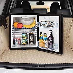 Smad Mini Fridge with Lock Compact Refrigerator for Bedroom Dorm Office No Noise,12V/110V,1.0 Cubic Feet, Black