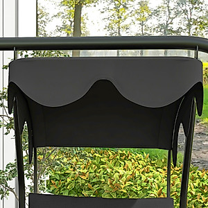 Outsunny 2-Seater Swing Canopy Replacement, Outdoor Swing Sunshade Top Cover (Canopy Only), Black