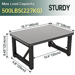 SZLHANJZ Step Stool, Small Step Stool for Adults Kids, Wooden & Metal Foot Stool, One Step Stool for Bedside and Closet, 500-LBS Load Heavy Duty Step for Living Room Bedroom, Gray