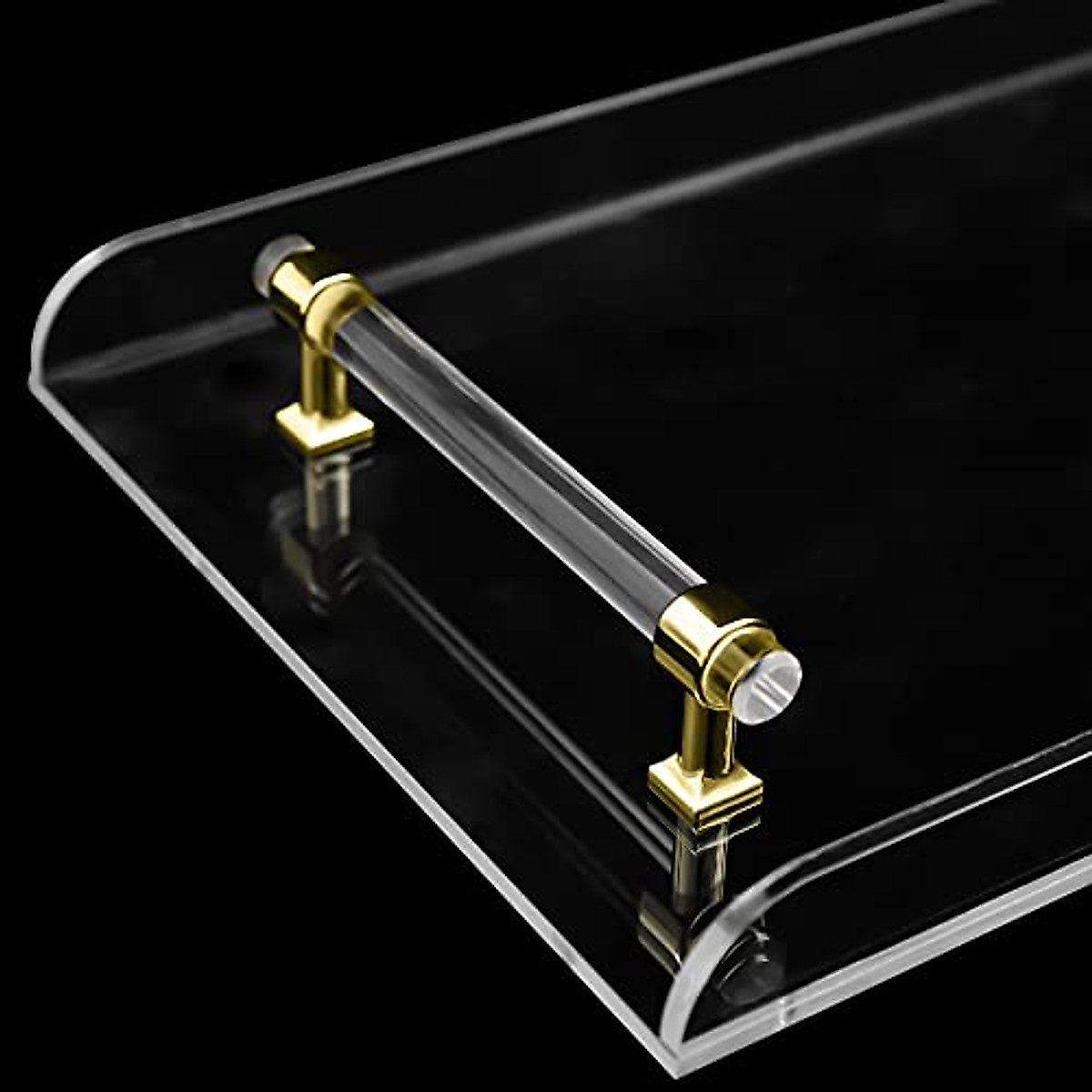 Acrylic Bathtub Caddy Tray Bathroom Organizer Shelf Table Caddy Acrylic Towel Tray Clear Bath Caddy Tray for Bathtub with Gold Handle for Bathroom