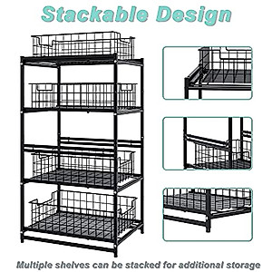 Under Sink Organizer,Stackable Bathroom Cabinet Organizer and Storage,2 Tier Slide Out Cabinet Storage Shelves,Multi-Use Under Kitchen Sink Organizers and Storage With Basket Positioning(Black)