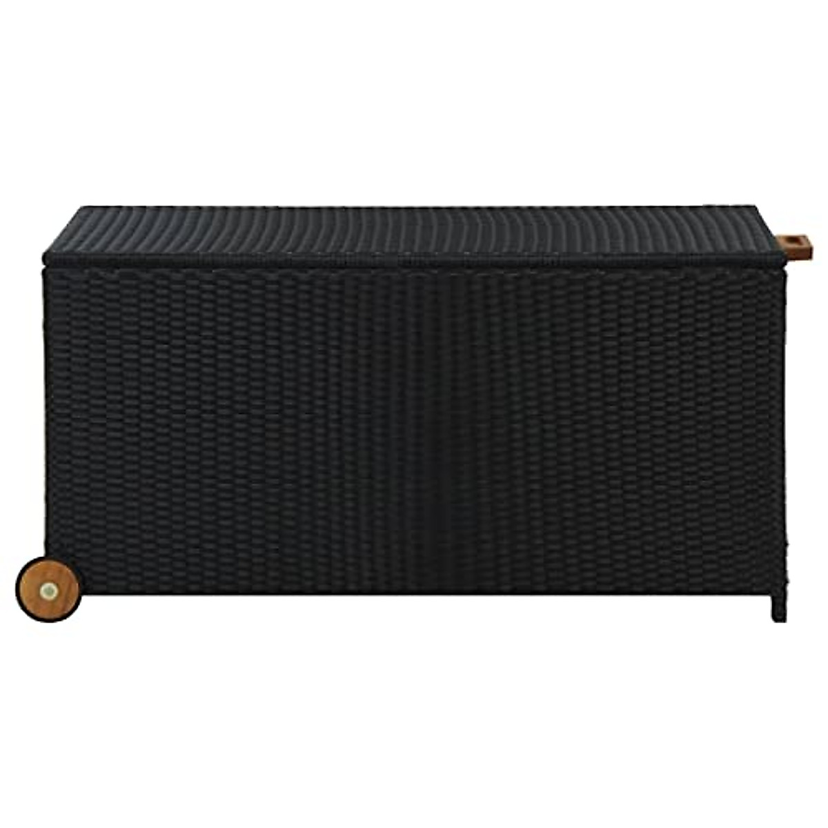 Weather-Resistant PE Rattan Garden Storage Box with Easy Transport Handle and Wheels, Outdoor Storage Sheds with Lid Storage Chest with Inner Waterproof Bag for Patio and Balcony, 47.2" x 25.6" x 24"
